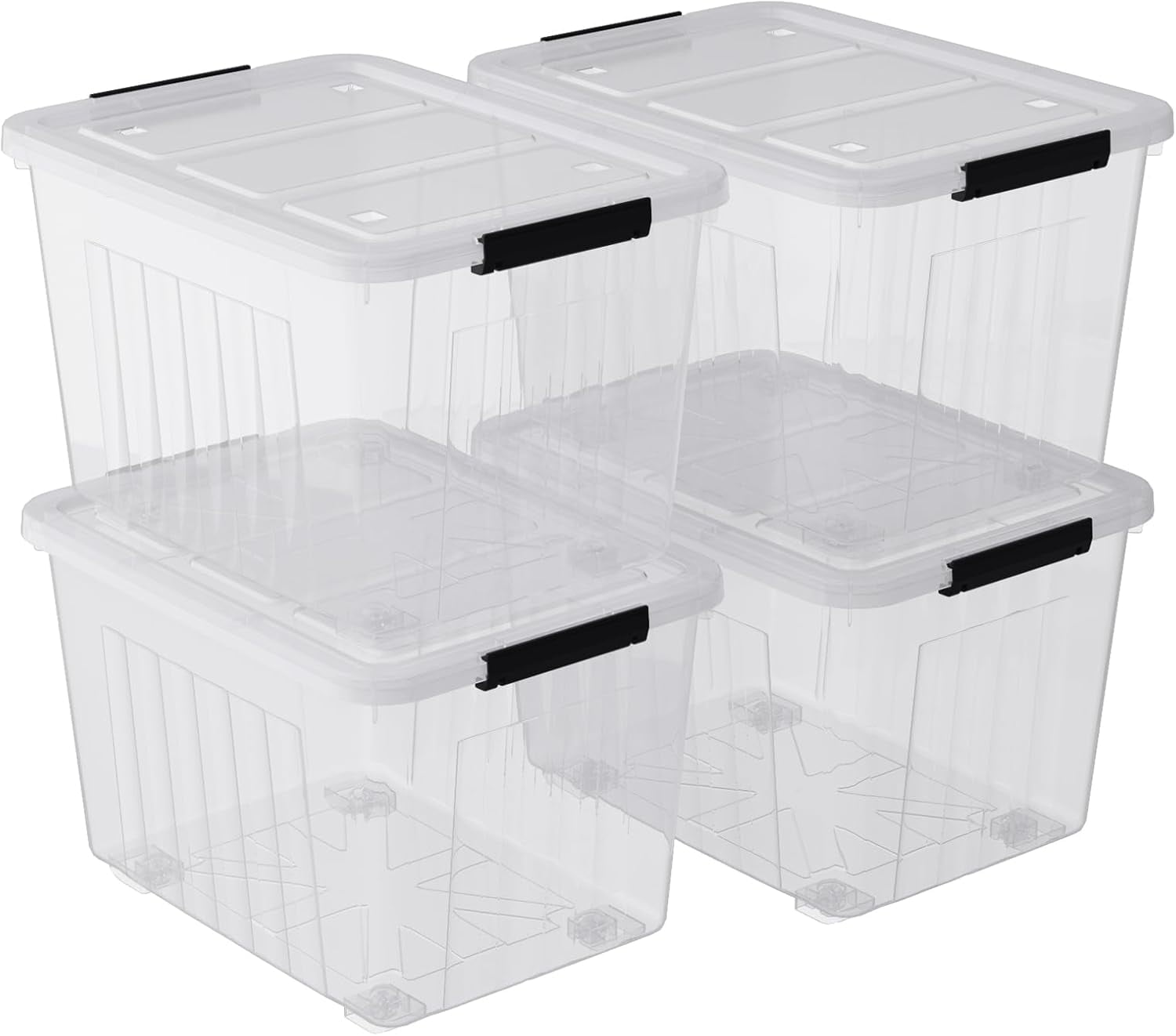 50 Quarts Plastic Storage Bins with Latching Lids, Stackable Boxes with ...