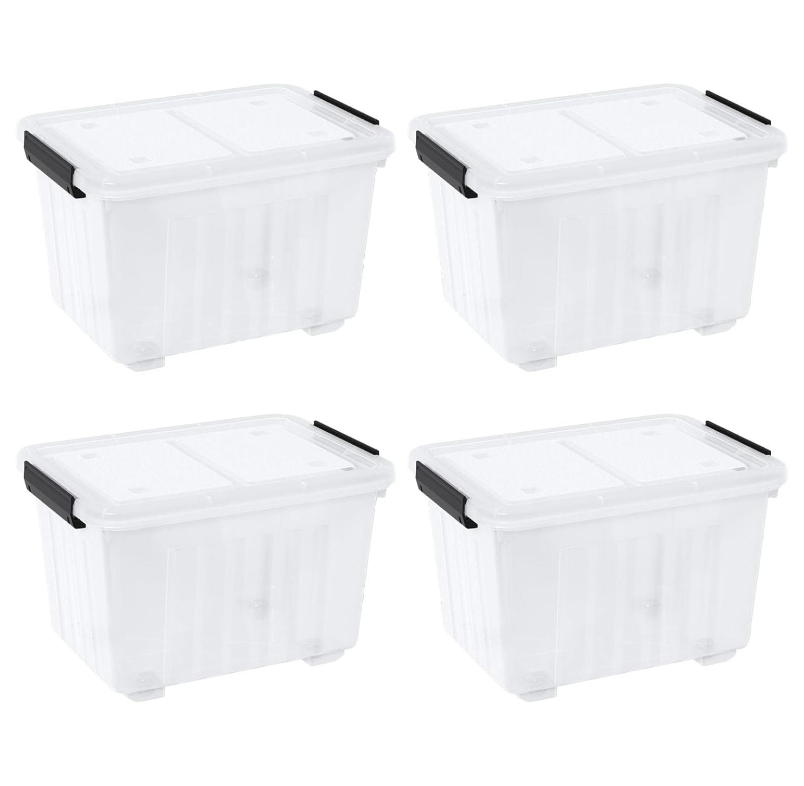 50 Quarts Plastic Storage Boxes, Large Clear Bins with Lids and Wheels ...