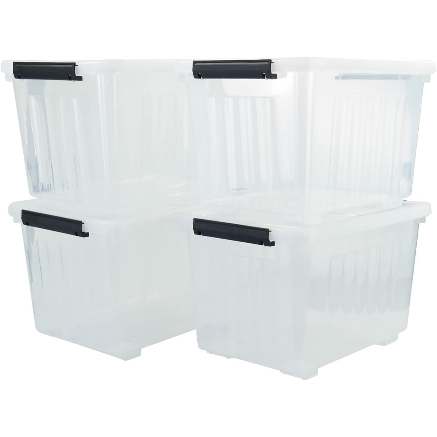 50 Quarts Plastic Storage Boxes, Large Clear Bins with Lids and Wheels ...