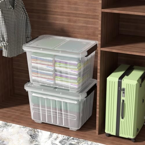 50 Quarts Plastic Storage Boxes, Large Clear Bins with Lids and Wheels Set of 4 - Walmart.com
