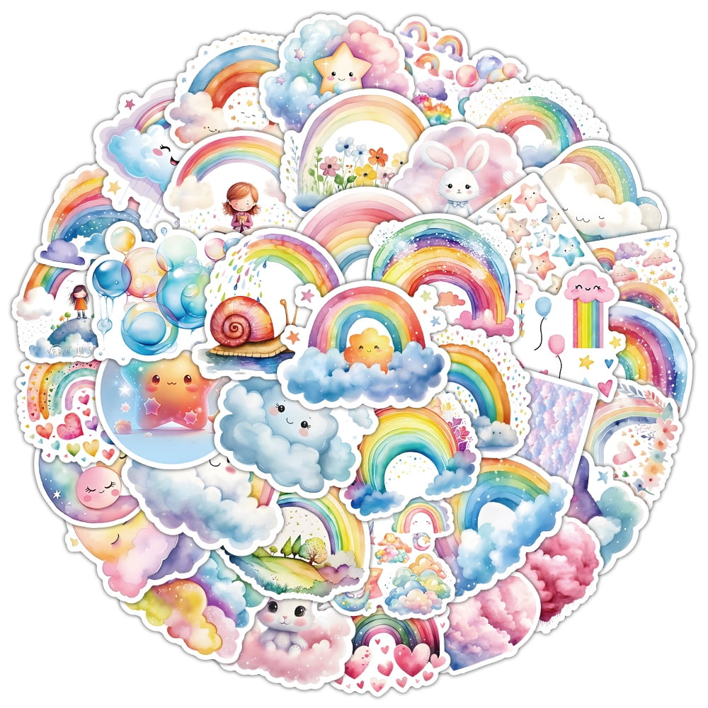 50 Rainbow Little Star Stickers Cute Rabbit Stickers - Walmart.com