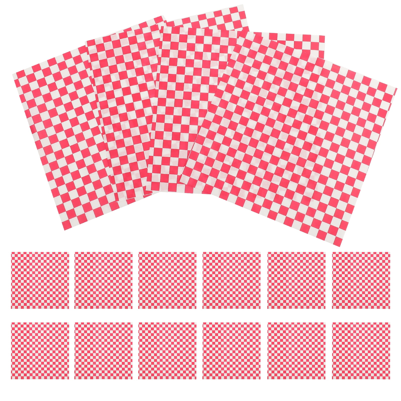 50 Red & White Checkered Deli Paper Sheets 30x30cm Wrapping Basket ...