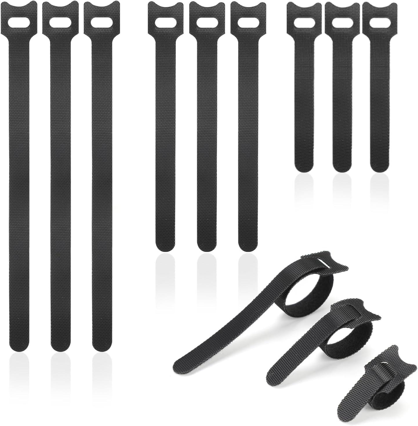 50 Reusable Cable Ties, Adjustable Hook and Loop Cable Straps in 3 ...
