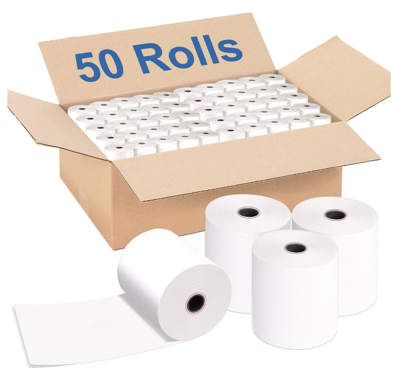 (50 Rolls) 3" x 165' Kitchen Register Rolls,1 Ply Printer Receipt Paper ...