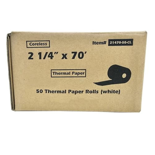 (50 Rolls Coreless) vx520 Special 2 1/4 x 70 thermal paper (2.25 inches ...