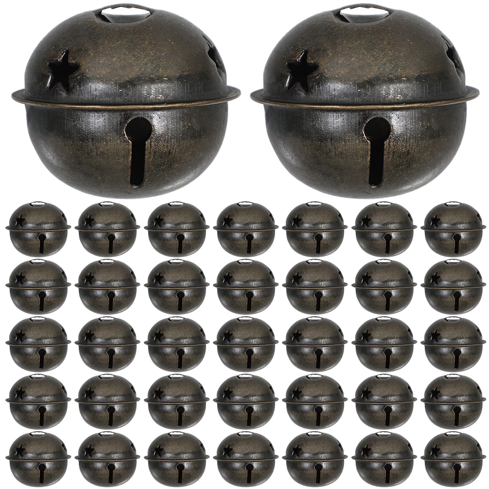 50 Rusty Metal Jingle Bells Featuring Star Cutouts for Christmas Tree ...