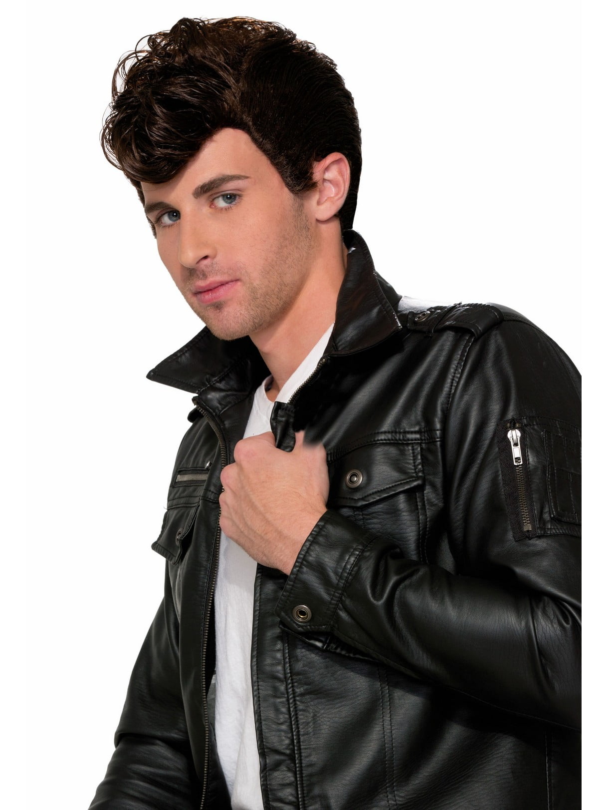 Halloween 50's Greaser Wig - Brown, Grease Lightning Costume Accessory ...