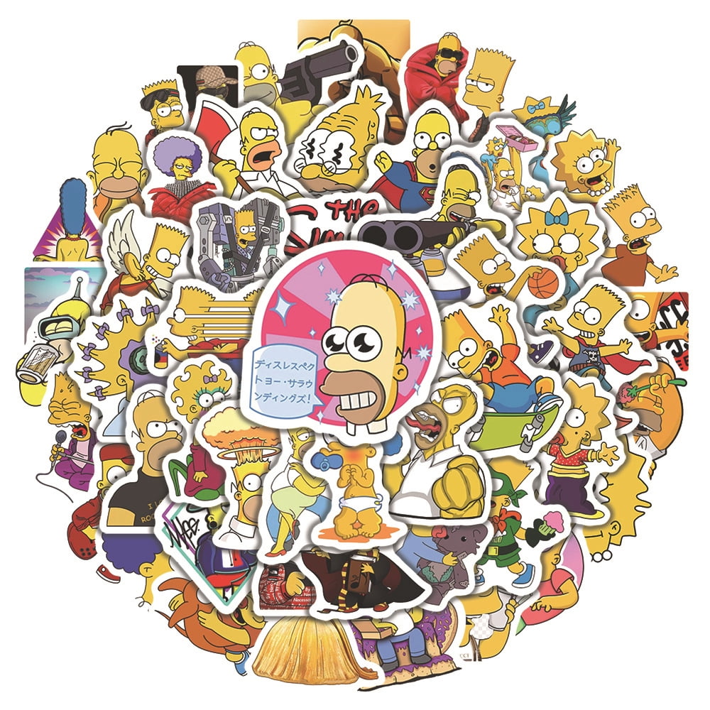 50 S-impson Graffiti Stickers for Luggage, Trolls, Handbags, Scooters ...
