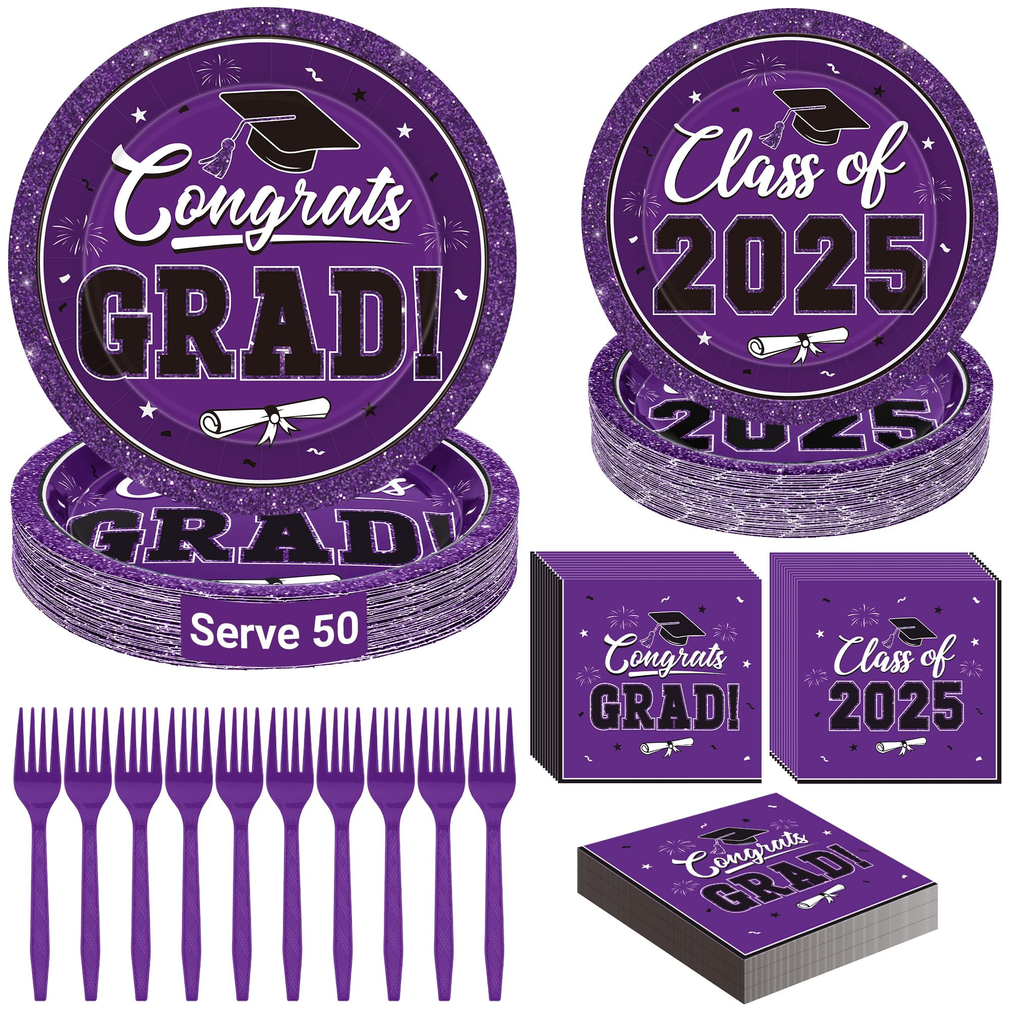 50 SET Graduation Decorations AIF9 Class of 2025, Graduation Plates and ...