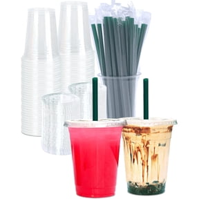 Stock Your Home 16 oz Clear Plastic Cups with Lids Bulk Set of 50 for ...