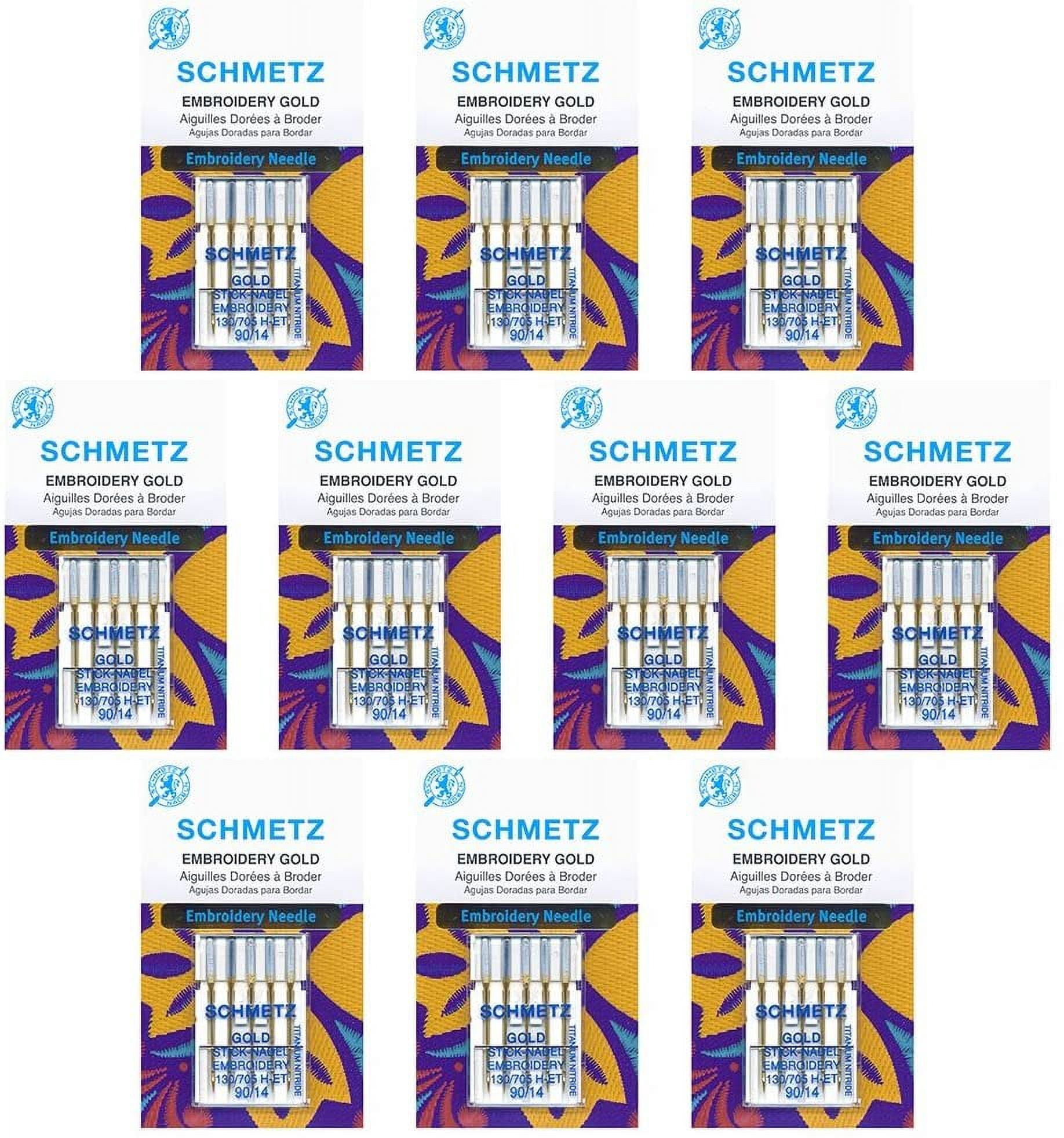 50 Schmetz Gold Embroidery Sewing Machine Needles - size90/14 - Box of ...