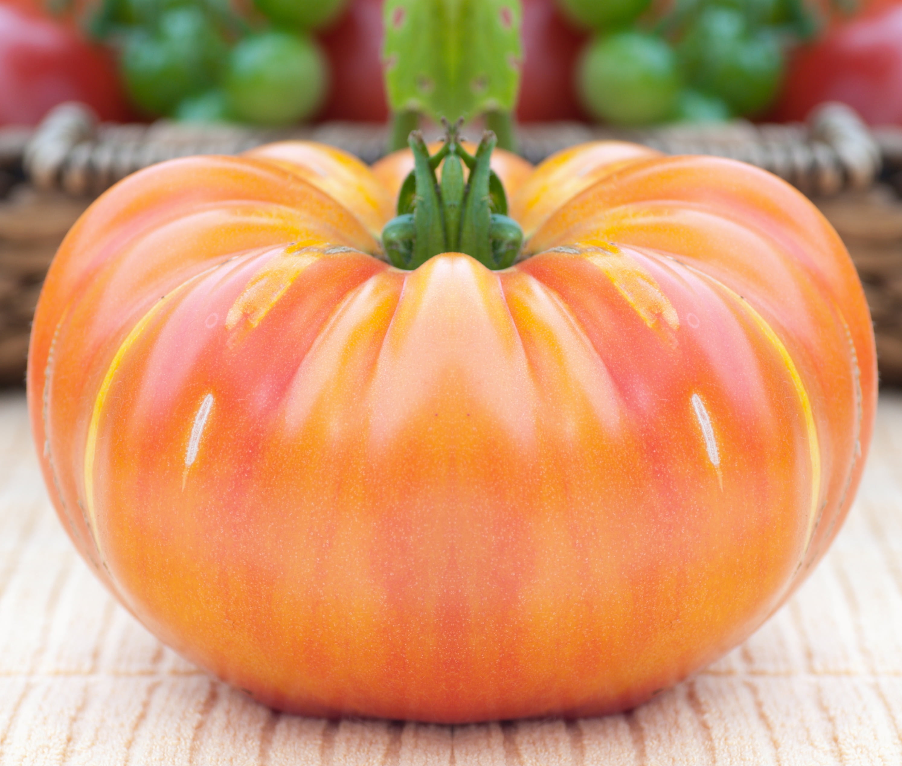 50 Seeds OAXACAN JEWEL TOMATO Bicolor Golden Yellow Striped Red Mexican ...
