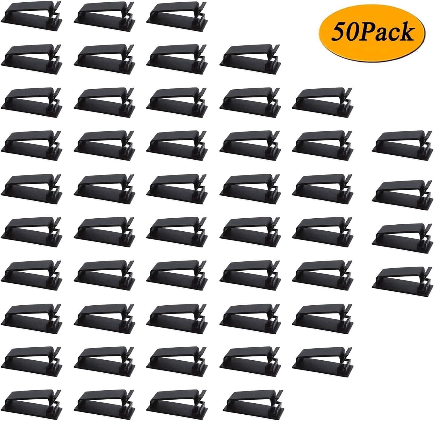 50 Self Adhesive Cable Management Clips (Black), Cable Organizer Cable ...
