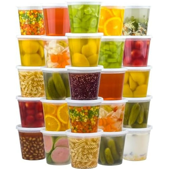 50 Set 24 oz Deli Containers with Lids, Leak-Proof BPA Free Plastic ...
