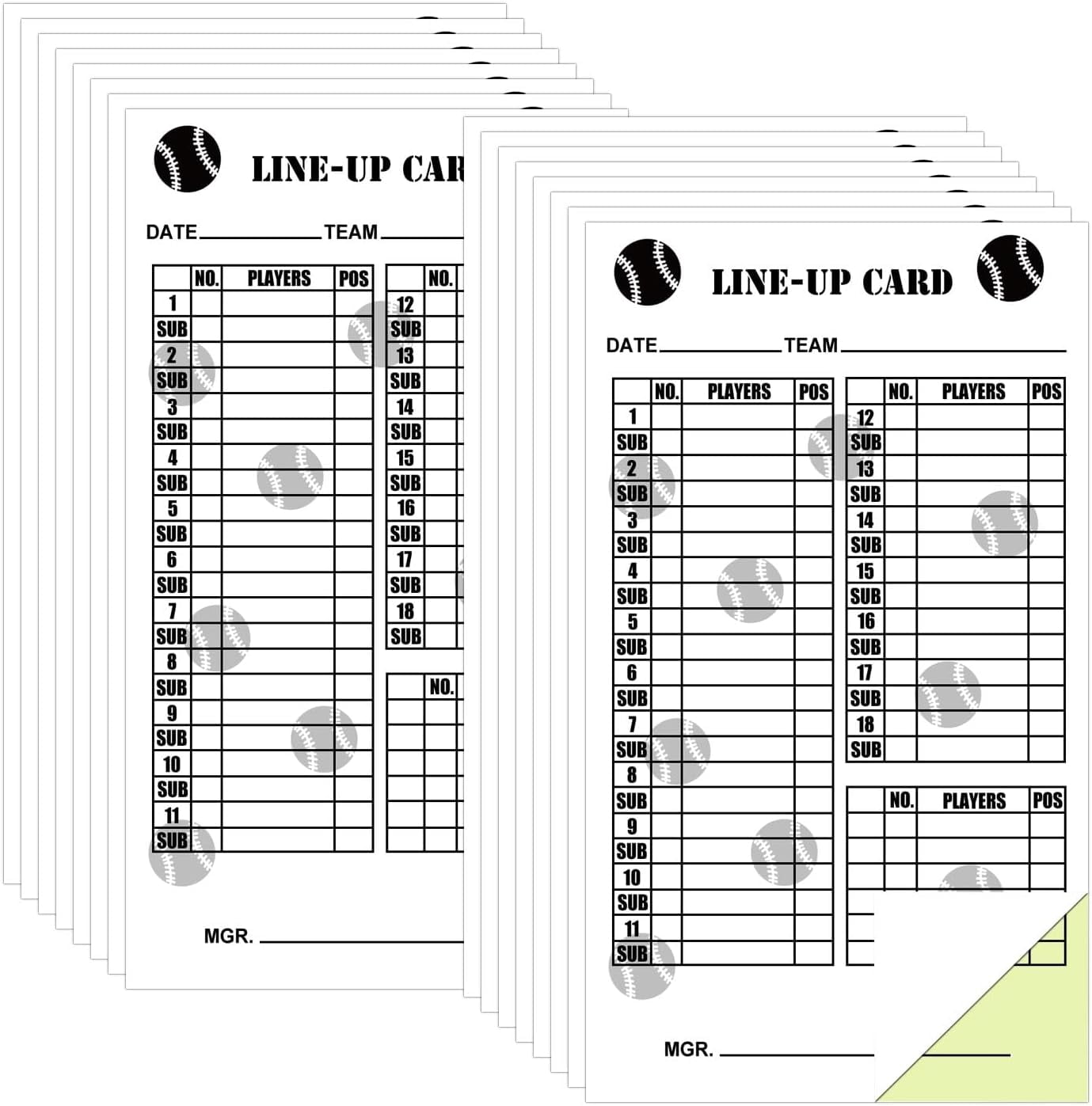 50 Set Baseball Softball Line up Cards 4 Part Carbonless Copies 4.52x7 ...