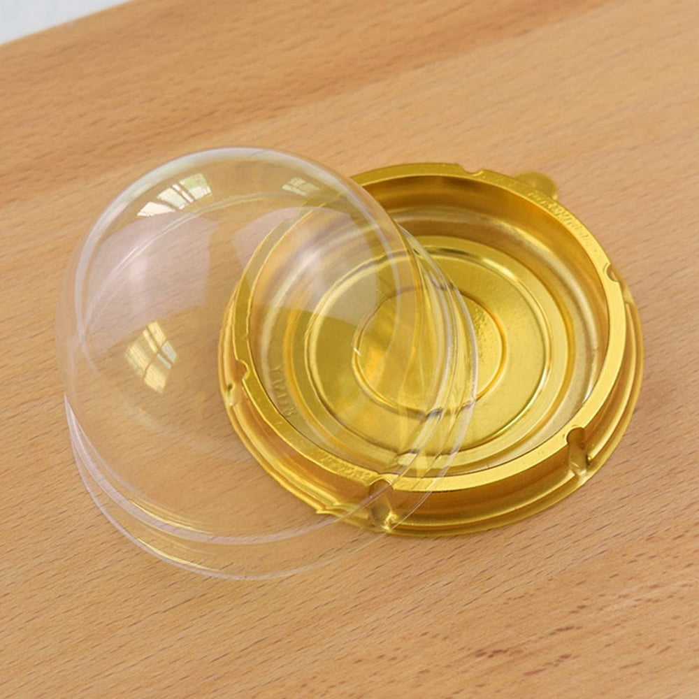50 Set Clear Plastic Mini Cake Box, Round Cupcake Holders Mooncake ...
