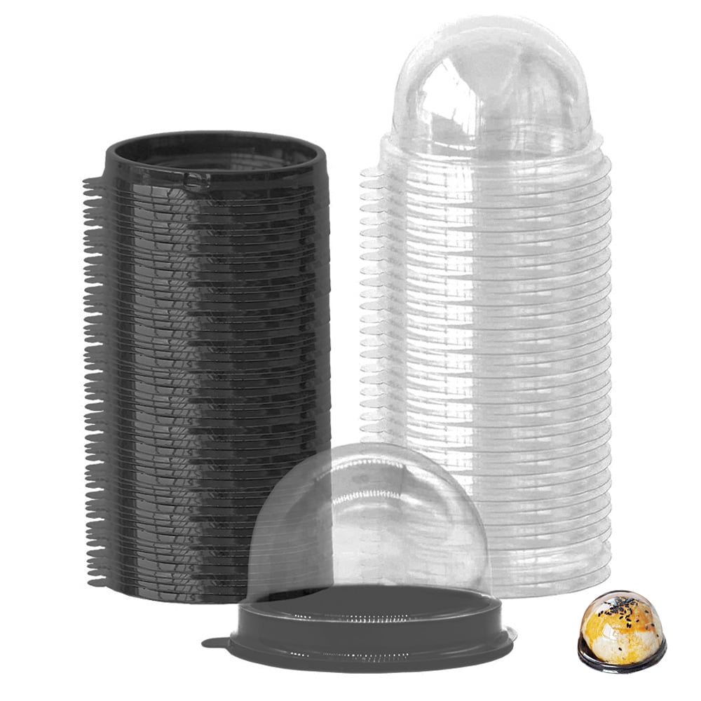 50 Set Clear Plastic Mini Cake Box, Round Cupcake Holders Mooncake ...