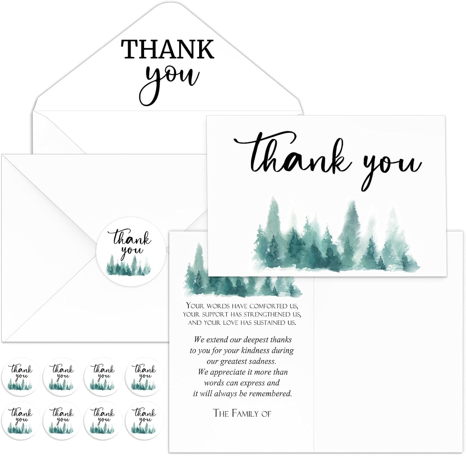 50 Set Funeral Thank You Cards with Envelopes and Stickers Thank You ...