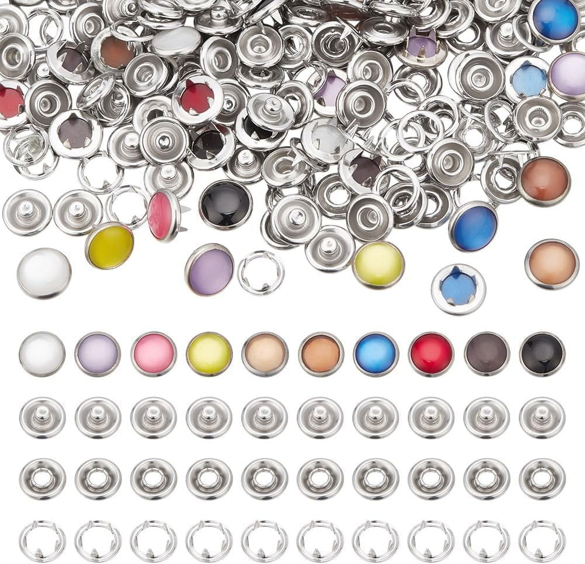 50 Sets 10 Colors Brass Snap Buttons 12mm Decorative Snap Buttons Metal ...