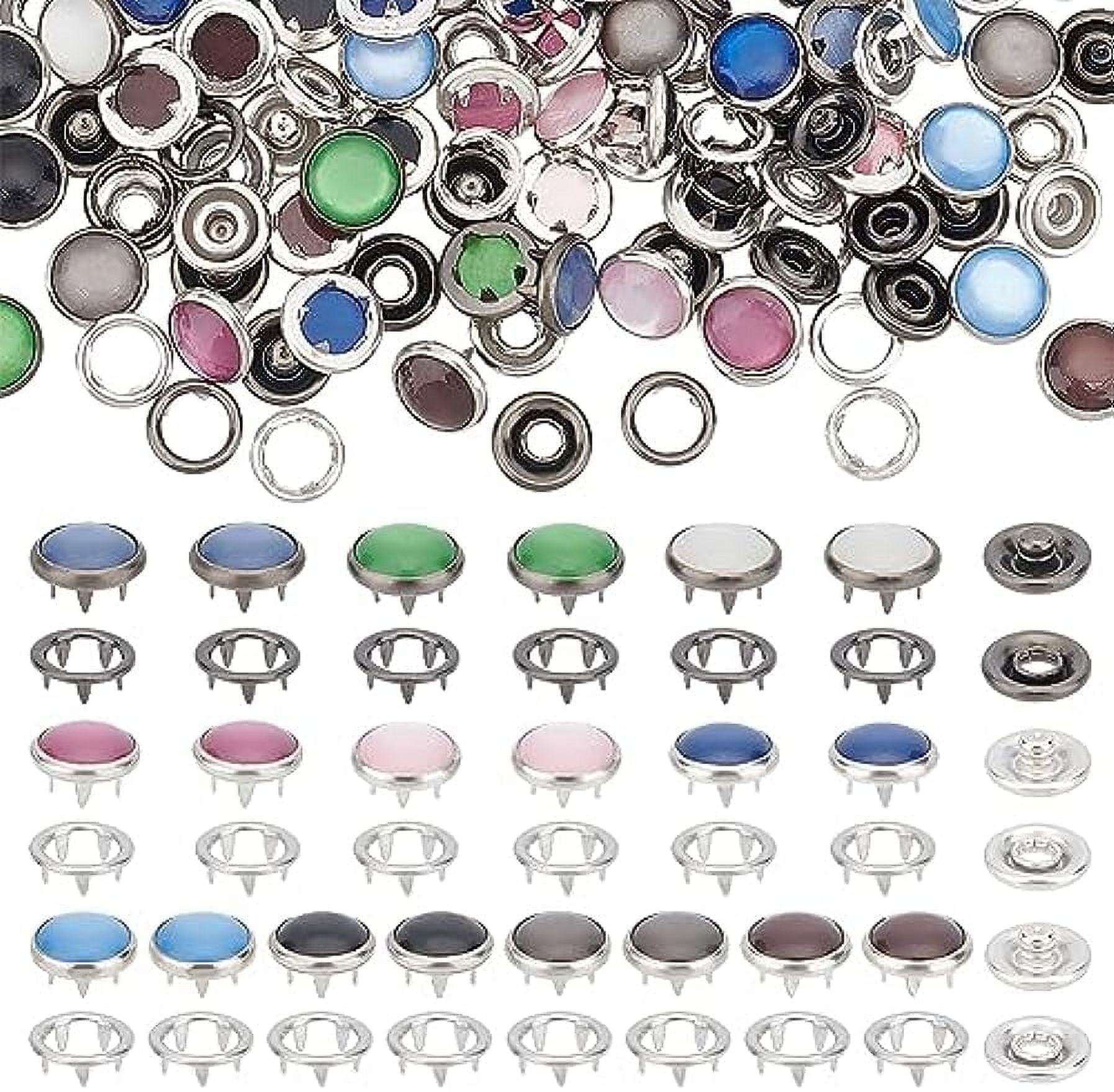 50 Sets 10 Colors Brass Snap Buttons Decorative Snap Buttons Metal ...