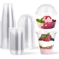50 Sets 12 oz Clear Plastic Parfait Cups with Insert & Dome ...