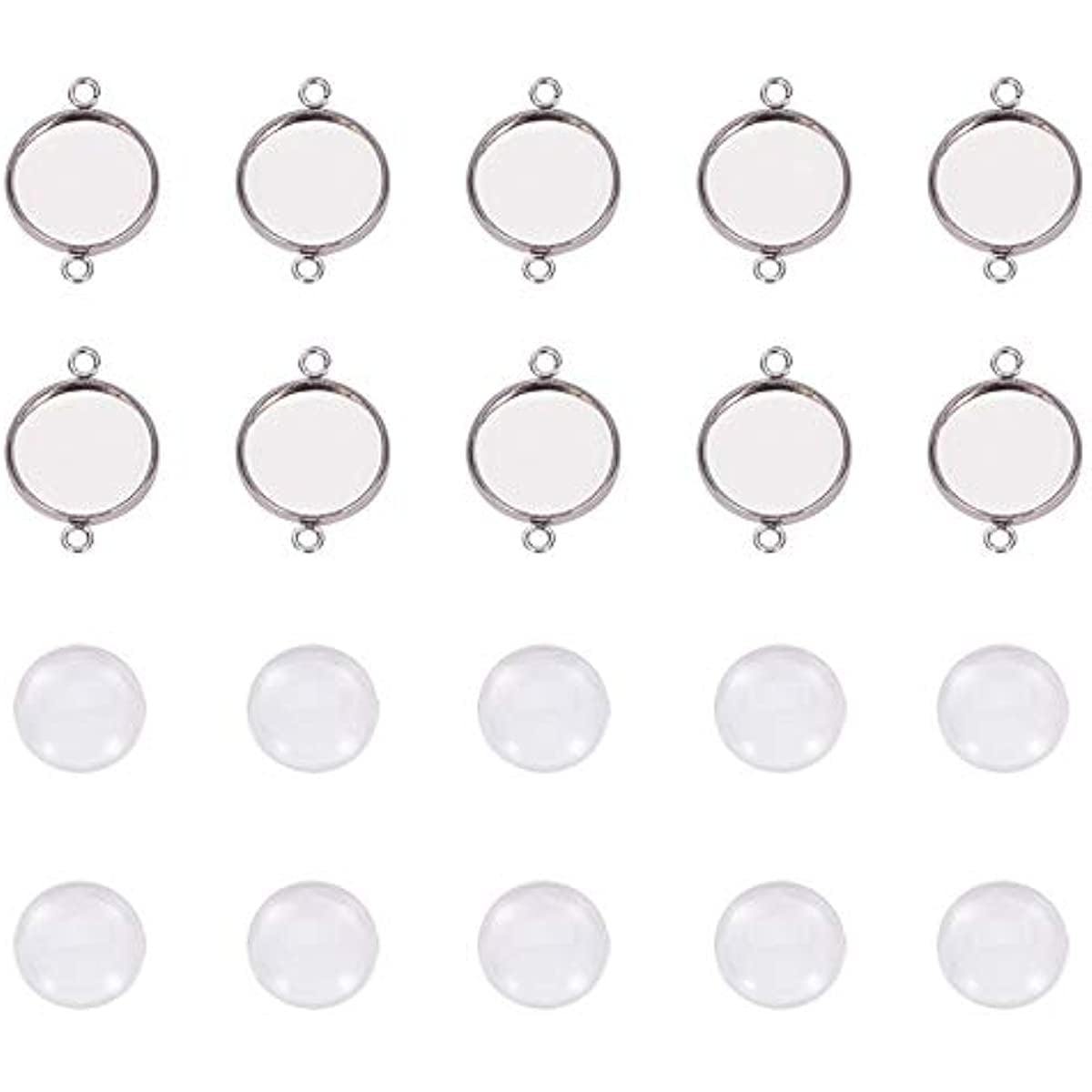 50 Sets 12mm Round Blank Bezels Blank Bezel Tray Stainless Steel Links ...