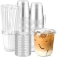50 Sets - 12oz Round Bottom Clear Plastic Cups with Lids and Straws ...