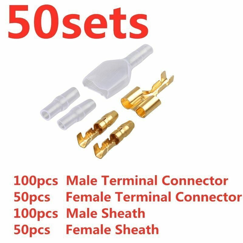 50 Sets 3.9mm Male Female Double Motorcycle Brass Bullet Wire Connector ...