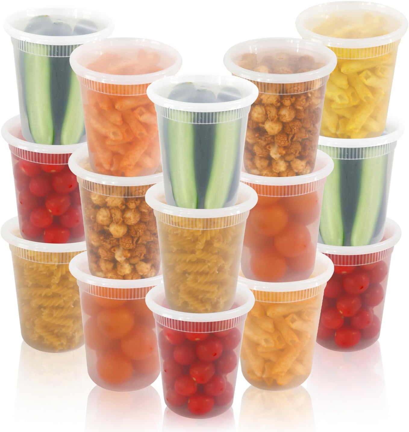 [50 Sets - 32 oz.] Plastic Deli Disposable Food Storage Containers With ...