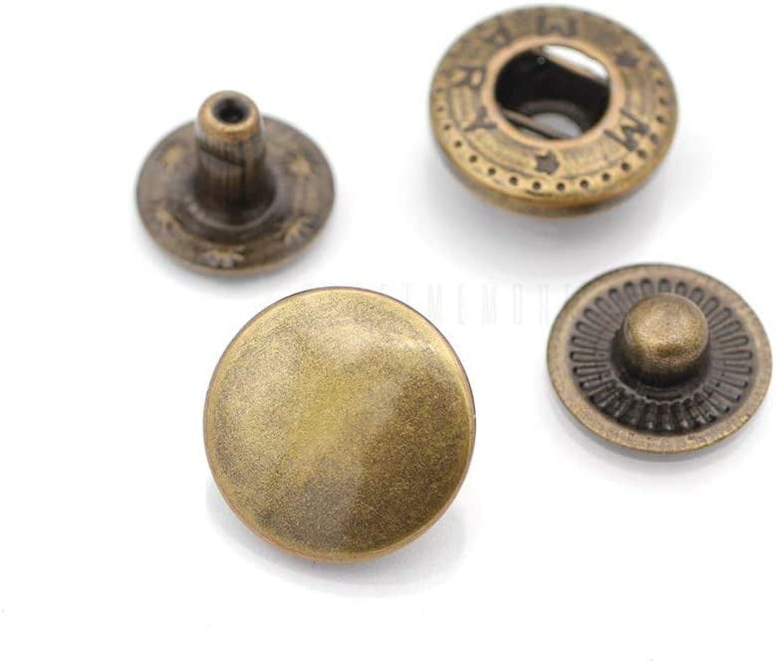 50 Sets Antique Brass Snap Buttons S-Spring Socket Popper Fasteners for ...