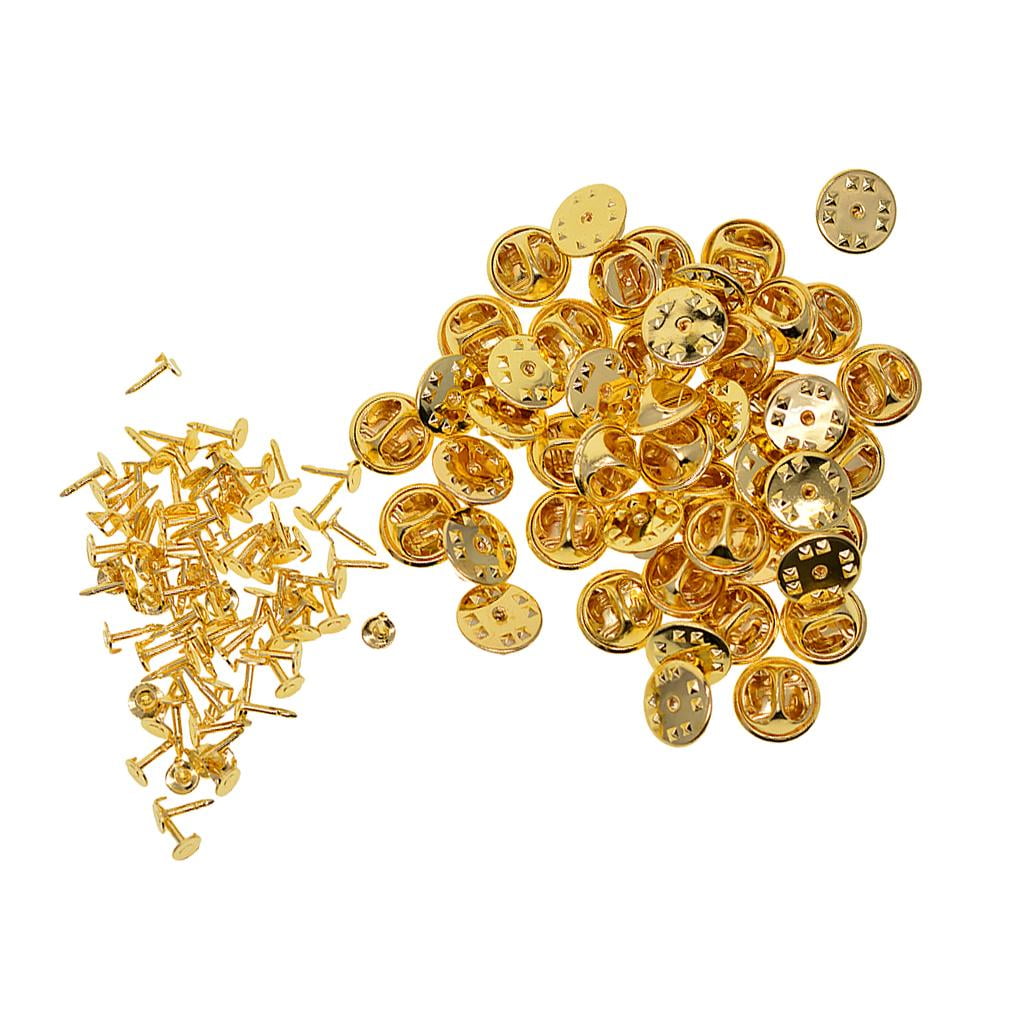 50 Sets Badge Hat Pin Back Lapel Clasps Name Tags Fasteners Gold ...