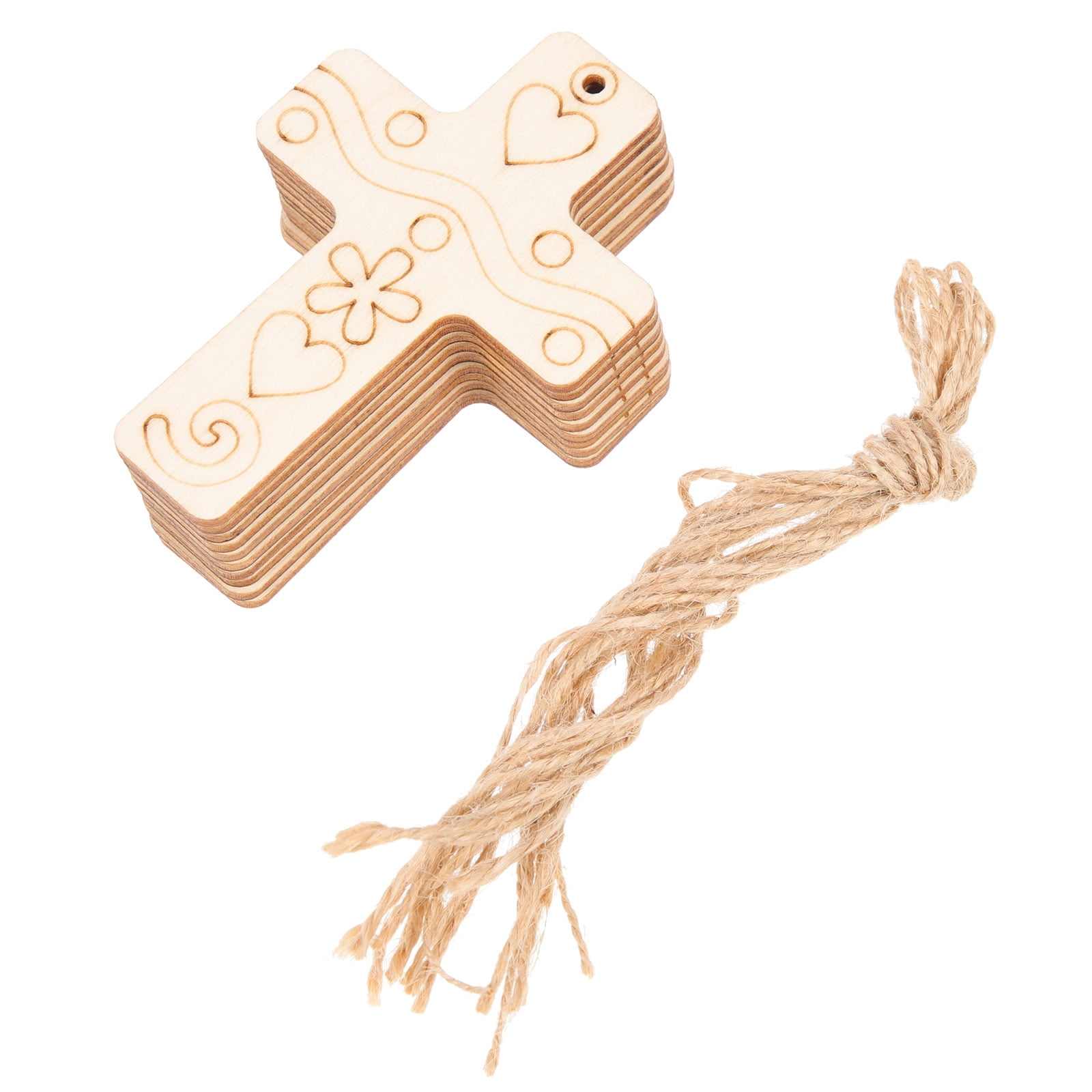 50 Sets Blank Cross Wood Piece Mix Color Floral Hang Ornaments Kids ...