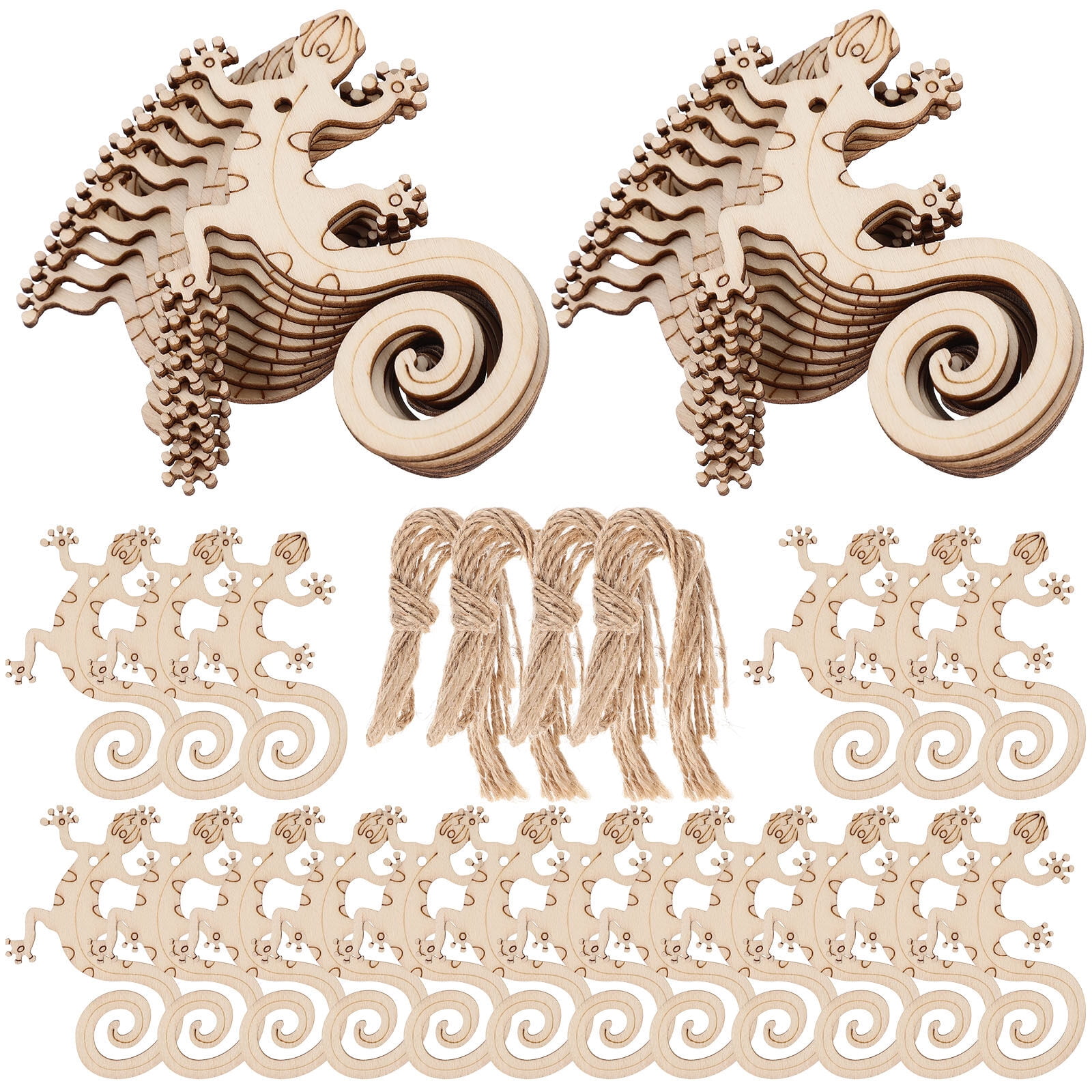 Wooden Lizard Cutouts for DIY Use Assorted Color Unfinished Wood Slices ...