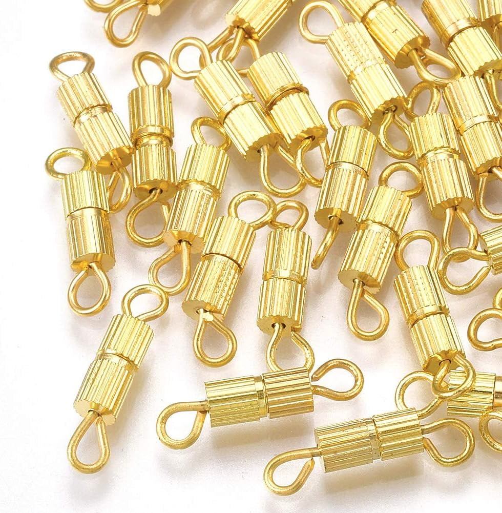 50 Sets Brass Screw Clasps Column Barrel Screw Type Clasps Connector ...