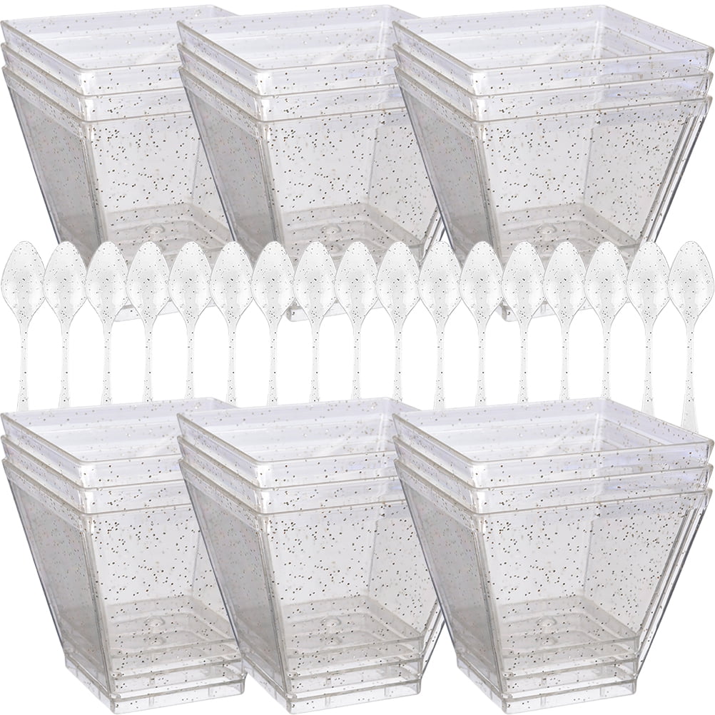 50 Sets Cake Dessert Cups Disposable Dessert Cups Mousse Packing Cups ...