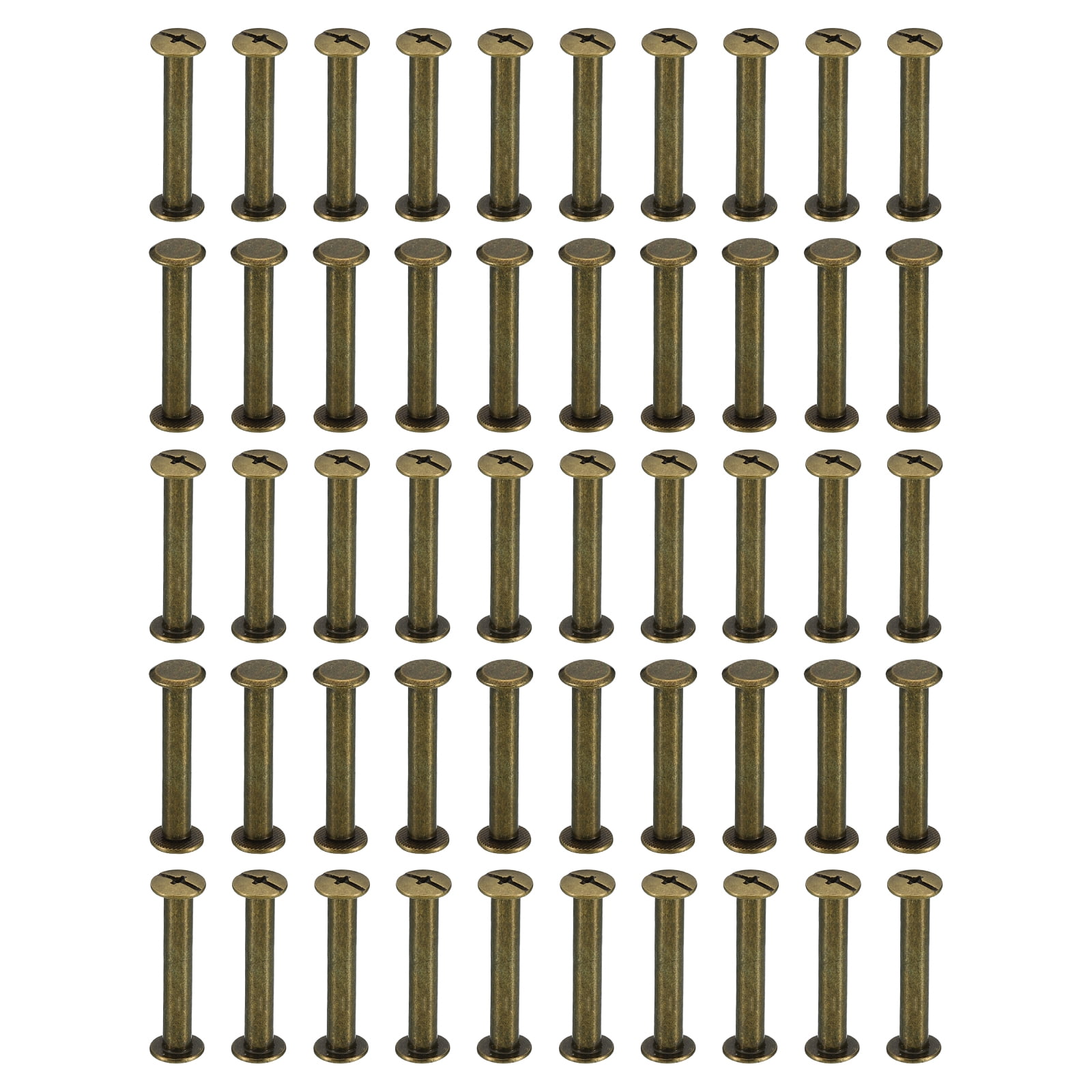 50 Sets Chicago Screws, M5x30mm Brass Plated Chicago Screw Phillips ...
