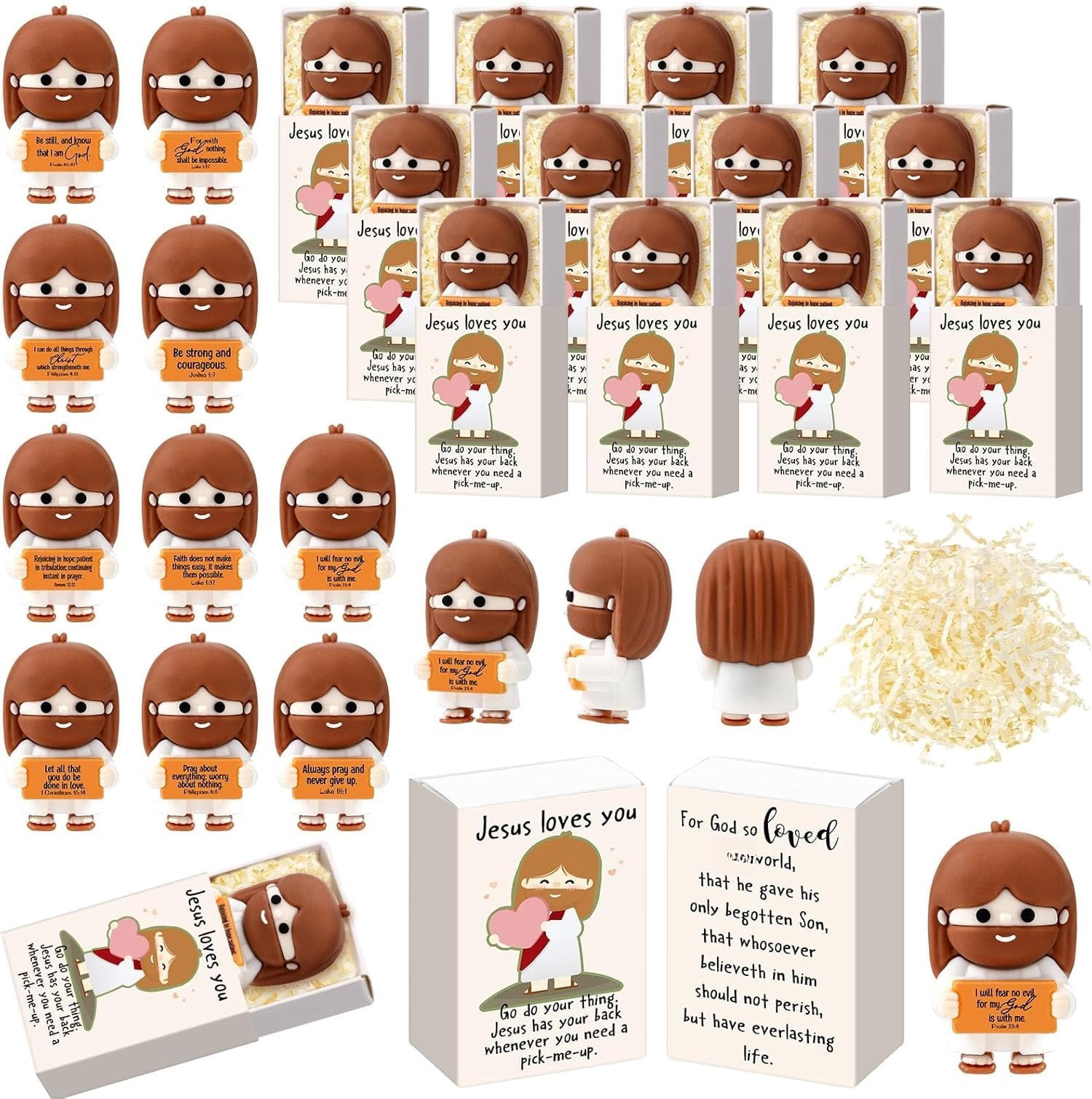 50 Sets Christian Valentine Bulk Mini Figurines Bulk Religious Gifts ...