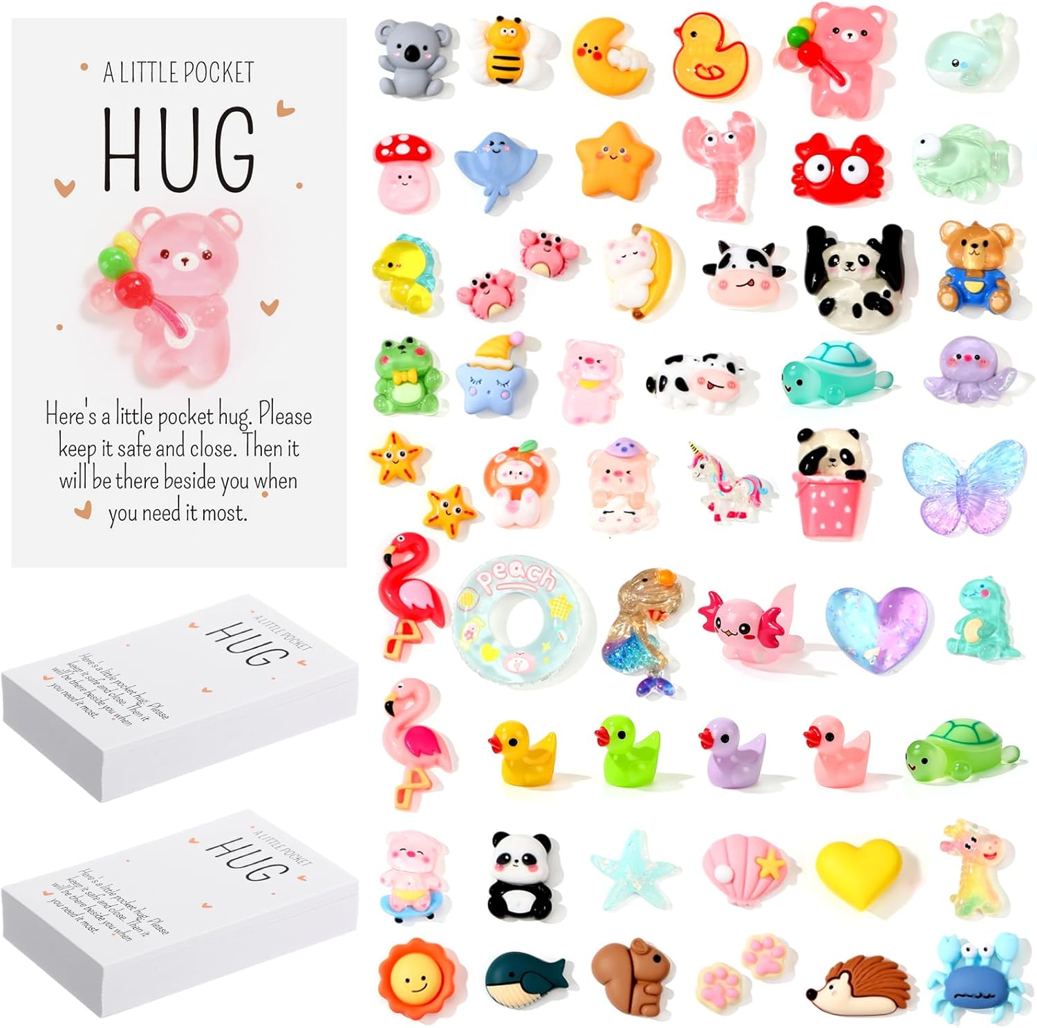 50 Sets Christmas Pocket Hug Token Gifts Bulk Mini Resin Animals Small ...