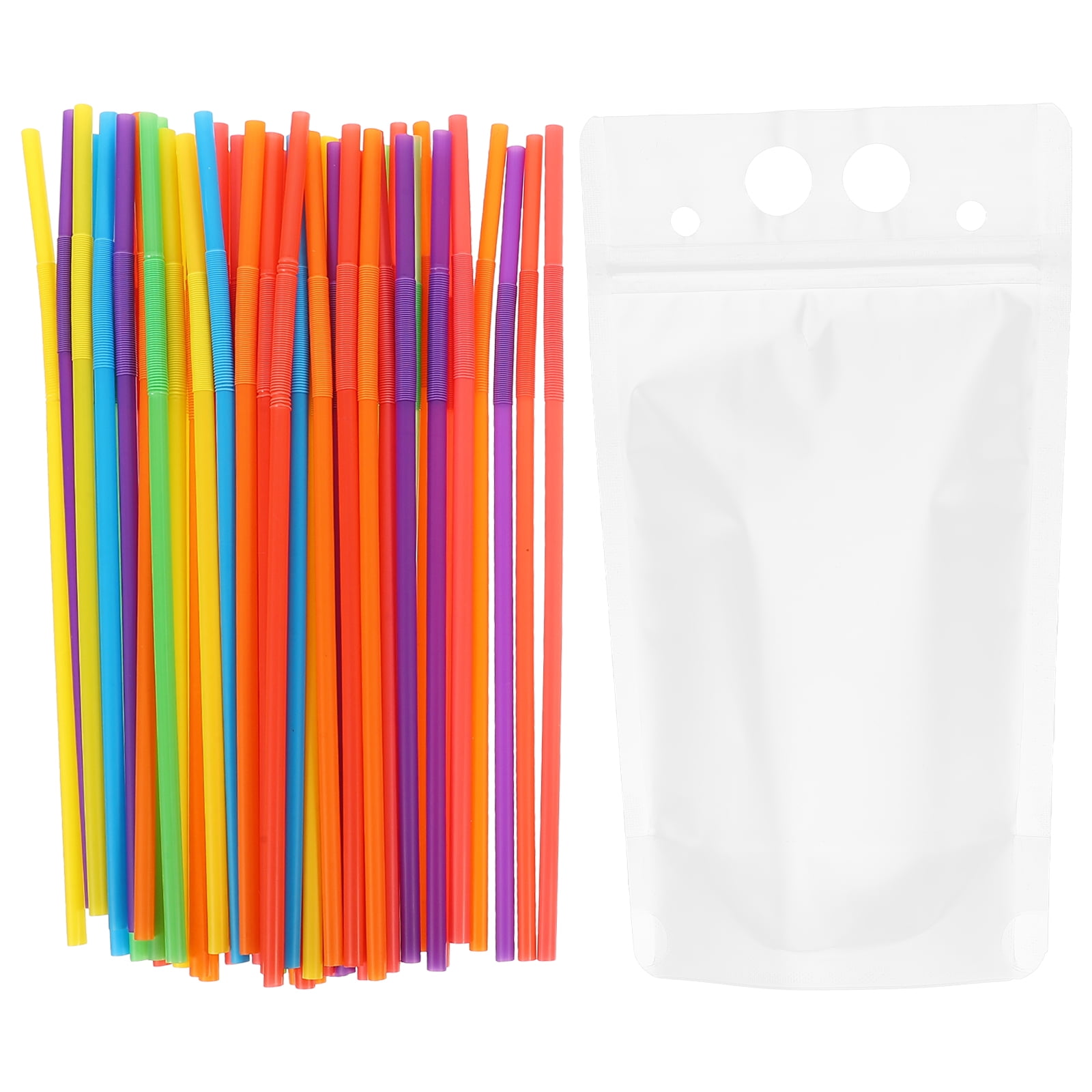 50 Sets Clear Drink Pouches Drink Pouches with Straws Drink Bags ...