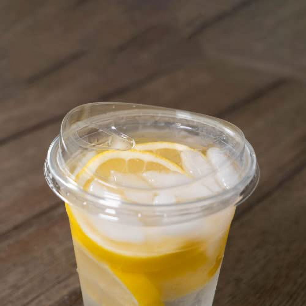 50 Sets Clear Plastic Cups With Strawless Sip Lids For Iced Coffee Tea