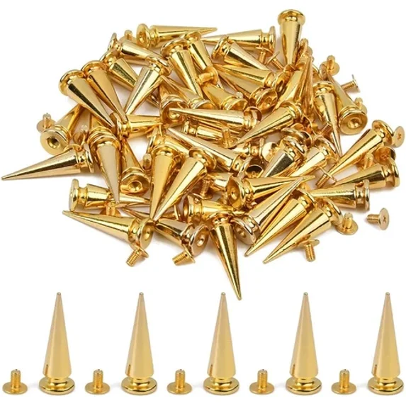 50 Sets Cone Spikes Screwback Studs, Gold Studs and Spikes Punk Spikes ...