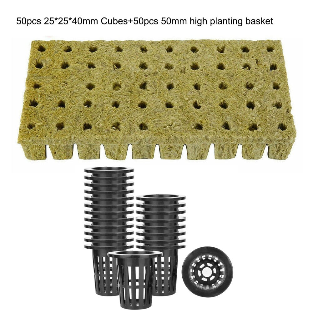50 Sets Cubes with Net Pots for Hydroponics Aquaponics Growing Vertical ...