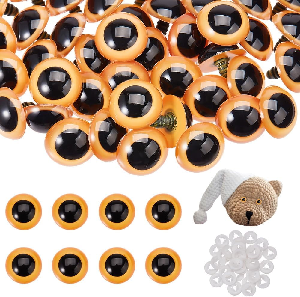 50 Sets Dark Goldenrod Resin Craft Eyes 24mm Half Round Cartoon Eyes ...