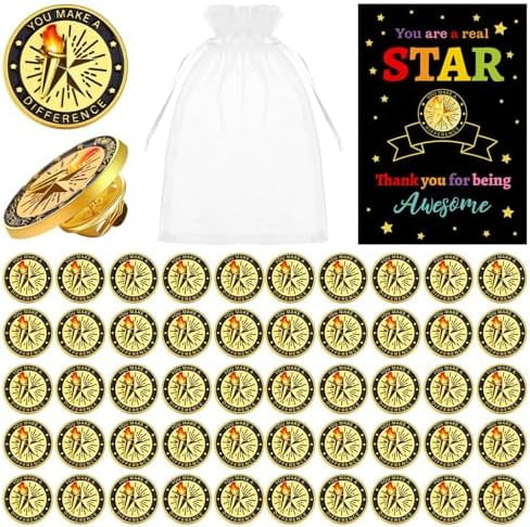 50 Sets Employee Lapel Pins Star Recognition Enamel Pin with ...