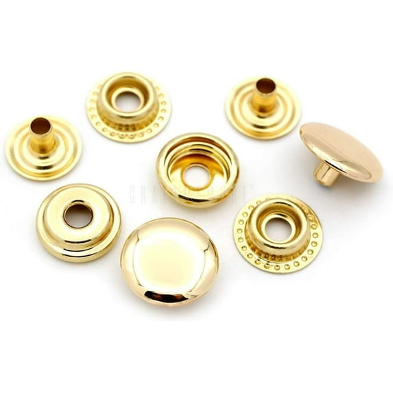 50 Sets Gold Plating Snap Fasteners Ring-Socket Press Studs for Jacket ...