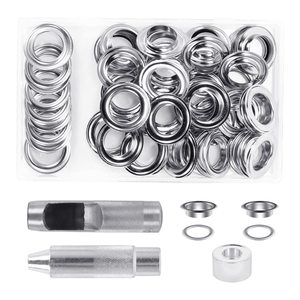 50 Sets Grommet Kits 20mm Sewing Eyelets Silver Color Metal Grommet ...