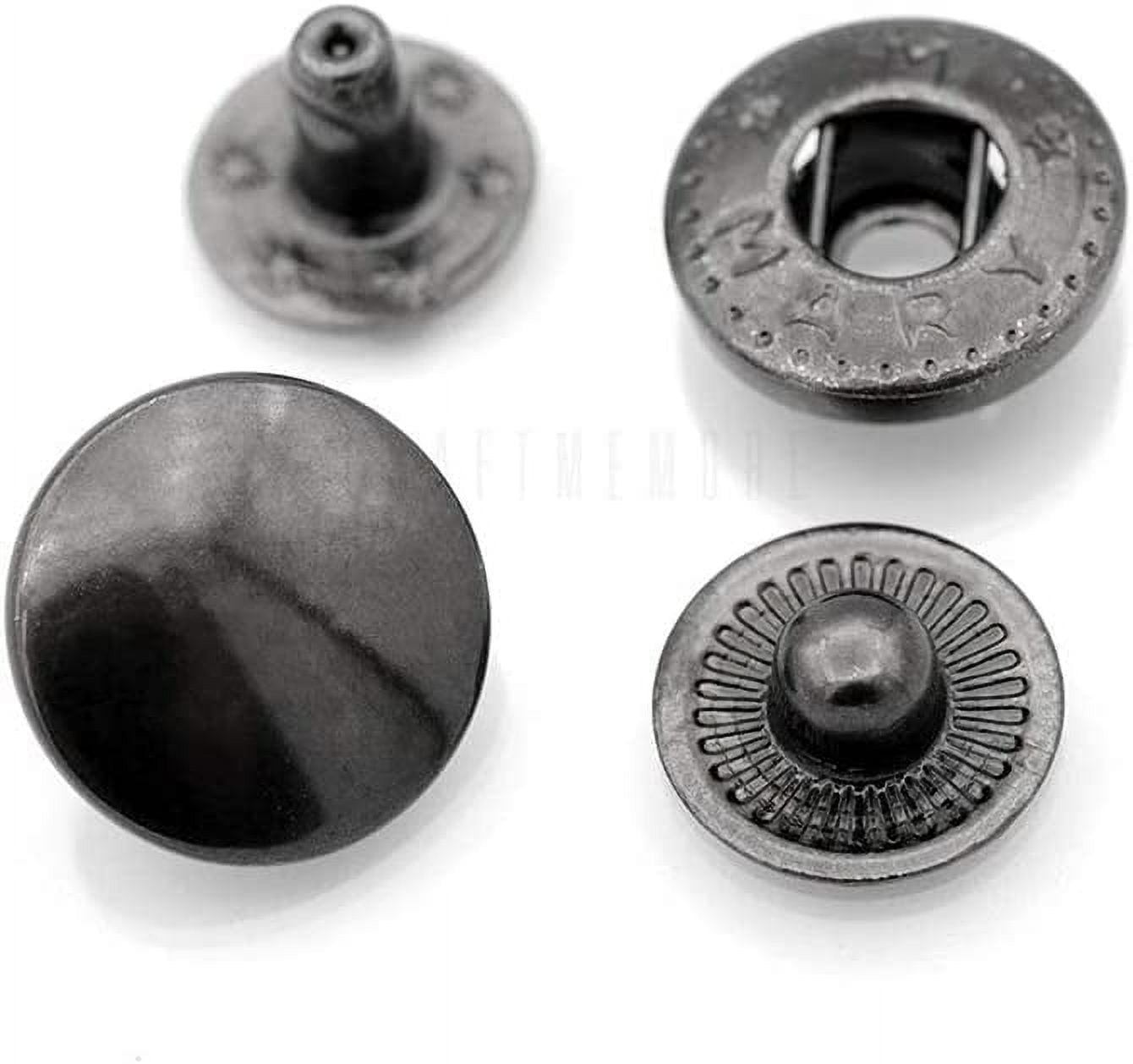 50 Sets Gun Metal Black Snap Buttons S-Spring Socket Popper Fasteners ...