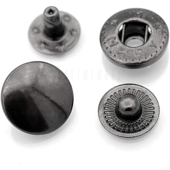 50 Sets Gun Metal Black Snap Buttons S-Spring Socket Popper Fasteners ...