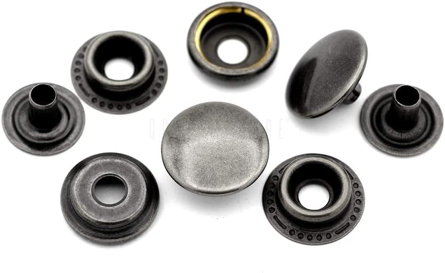 50 Sets Gun Metal Black Snap Fasteners Ring-Socket Press Studs for ...