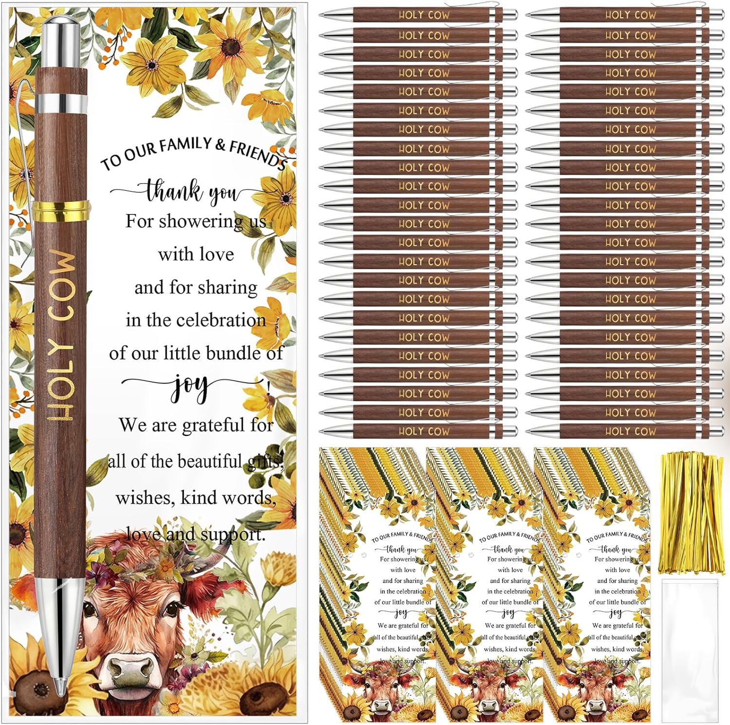 50 Sets Highland Cow Baby Shower Party Gifts Bulk for Guests Include 50 ...
